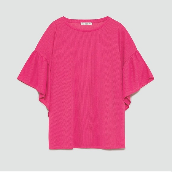 Zara | Tops | Nwt Zara Ruffled Sleeve Tshirt | Poshmark